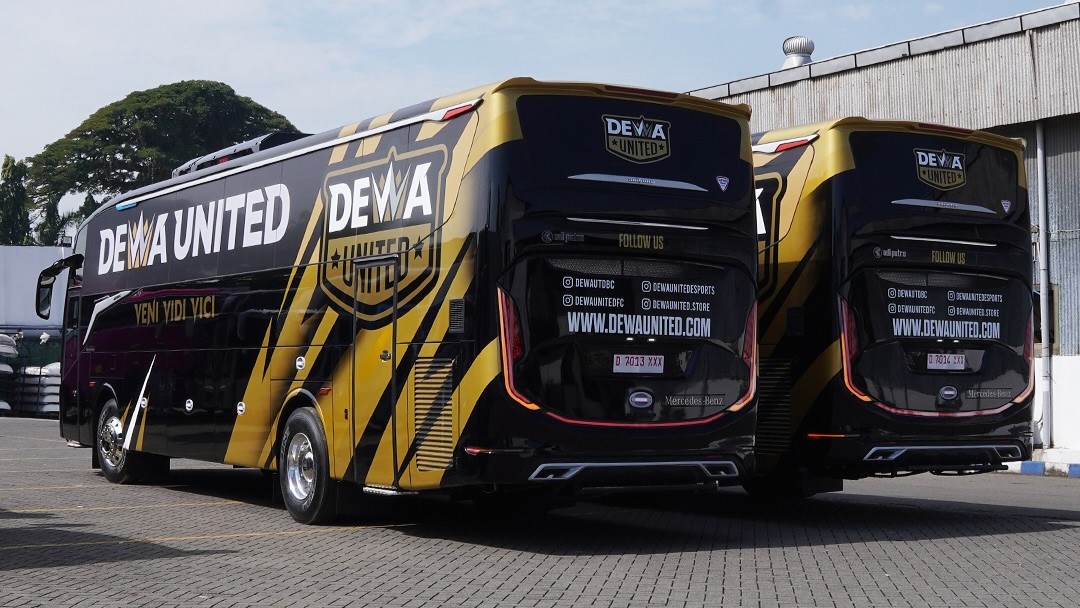 Dua Bus Baru Dewa United Meluncur Dari Karoseri Adi Putro, Gunakan Bodi ...